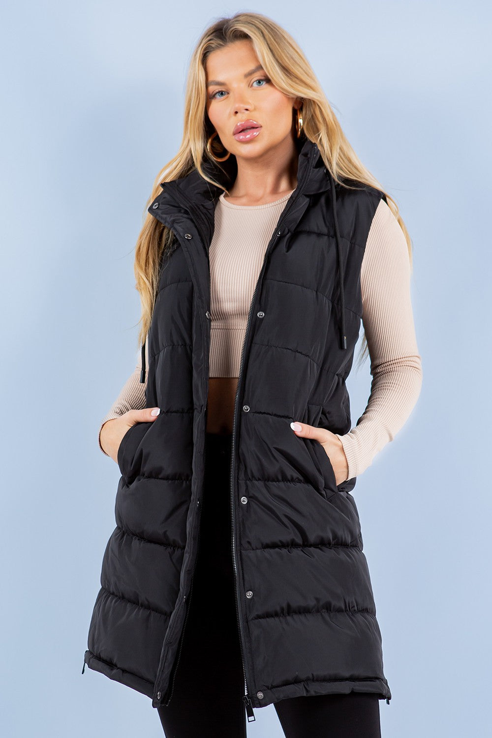 Long hooded vest – Amy@Salt&Sea
